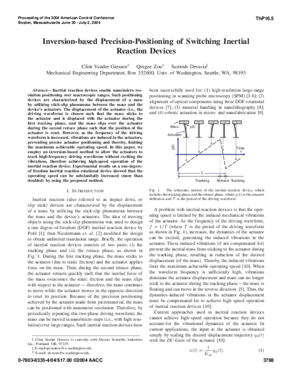 (PDF) Inversion-based precision-positioning of switching inertial reaction devices