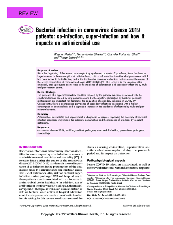 (PDF) Bacterial infection in coronavirus disease 2019 patients: co ...