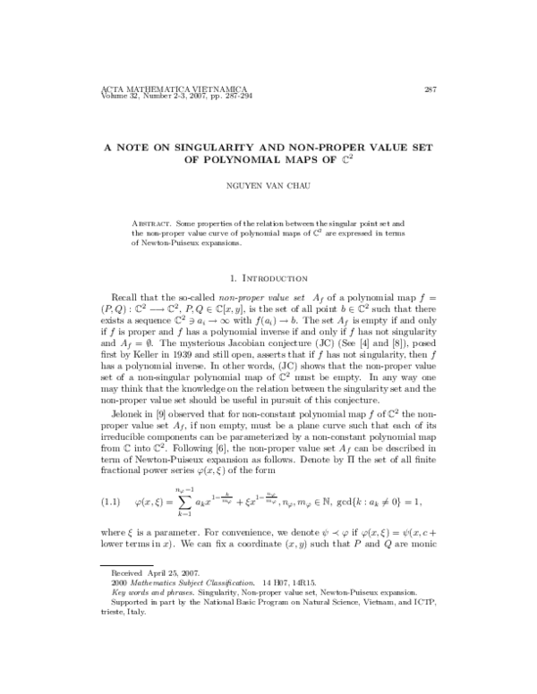 (PDF) Acta Mathematica Vietnamica | Van Chau Nguyen - Academia.edu