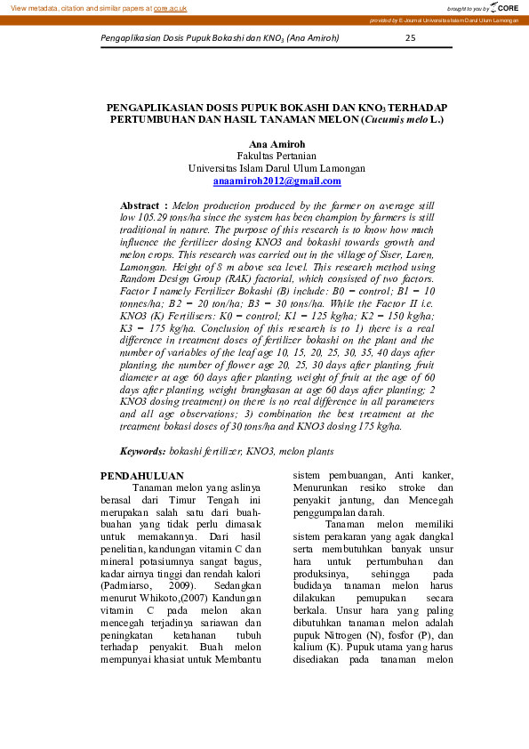(PDF) PENGAPLIKASIAN DOSIS PUPUK BOKASHI DAN KNO3 TERHADAP PERTUMBUHAN ...