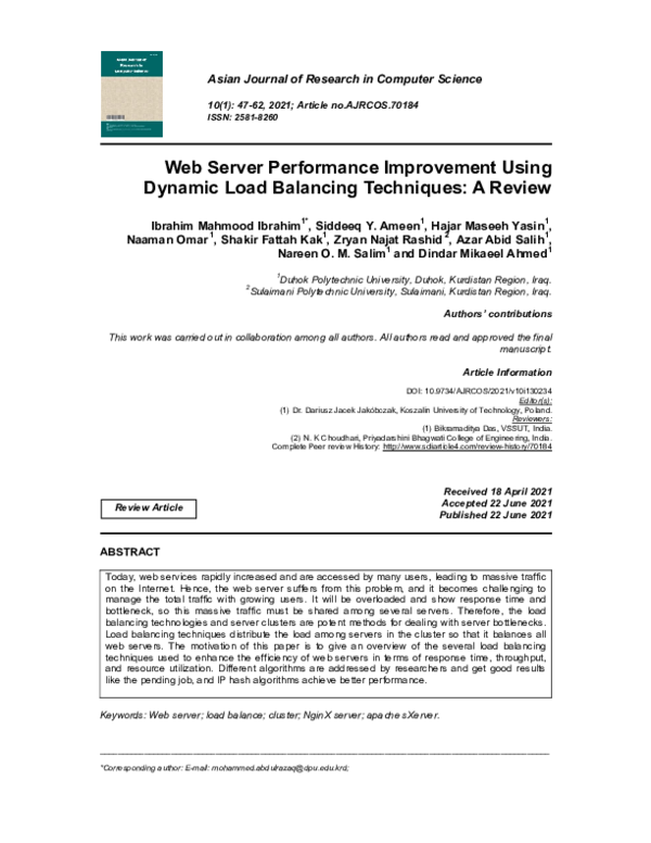 Pdf Web Server Performance Improvement Using Dynamic Load Balancing