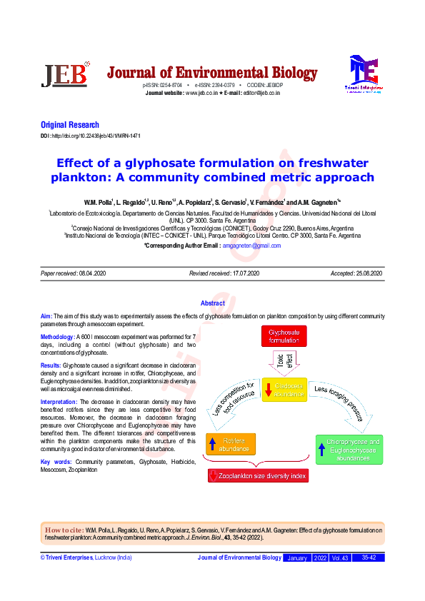 (PDF) Effect of a glyphosate formulation on freshwater plankton: A community combined metric ...