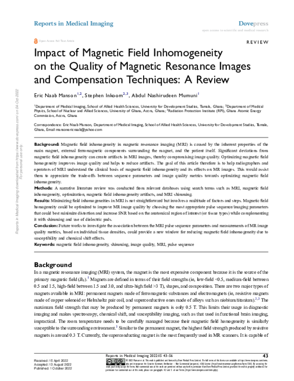 (PDF) Impact of Magnetic Field Inhomogeneity on the Quality of Magnetic ...