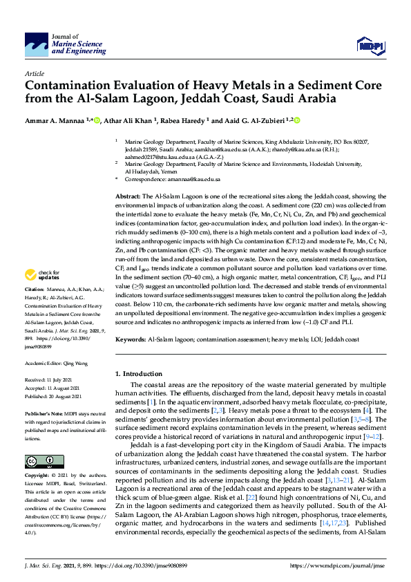 (PDF) Contamination Evaluation of Heavy Metals in a Sediment Core from the Al-Salam Lagoon ...