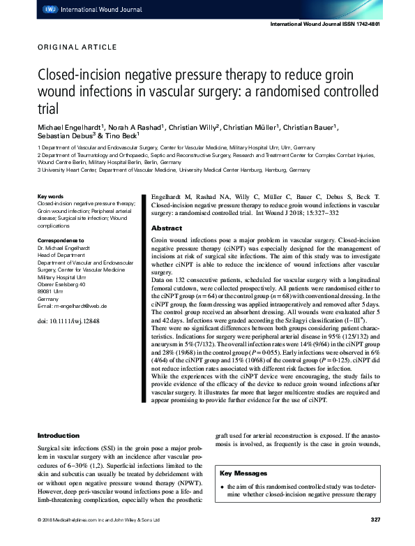 (PDF) Closed-incision negative pressure therapy to reduce groin wound ...