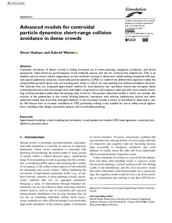 (PDF) Advanced models for centroidal particle dynamics: short-range ...
