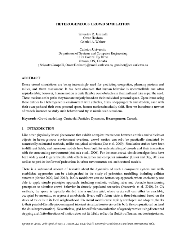 Pdf Heterogeneous Crowd Simulation Omar Hesham