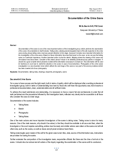 (PDF) Documentation of the Crime Scene