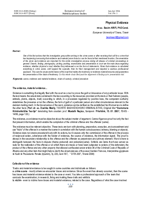 (PDF) Physical Evidence