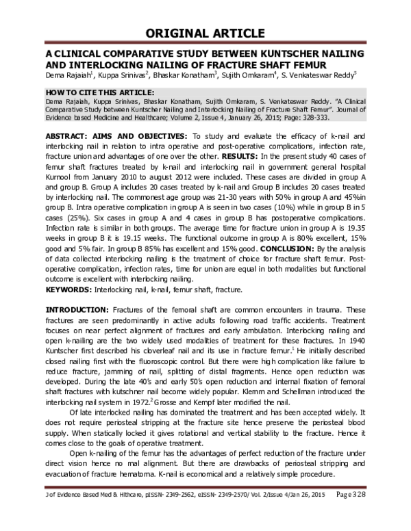 (PDF) A Clinical Comparative Study Between Kuntscher Nailing and ...