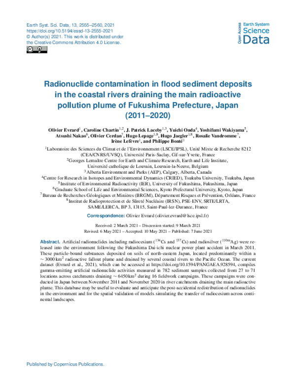 (PDF) Radionuclide contamination in flood sediment deposits in the ...