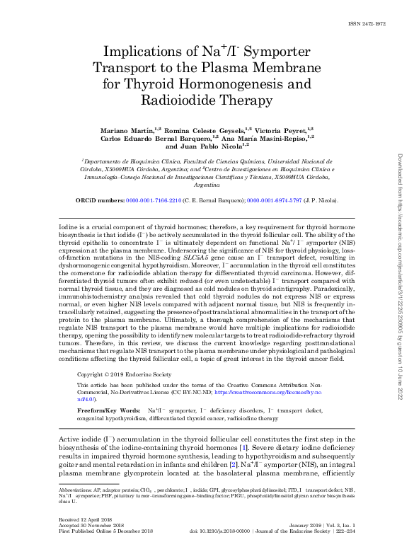 (PDF) Implications of Na+/I- Symporter Transport to the Plasma Membrane ...