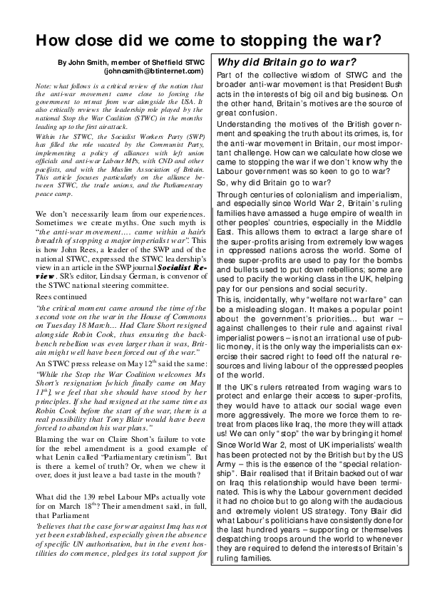 (PDF) How close did we come to stopping the war