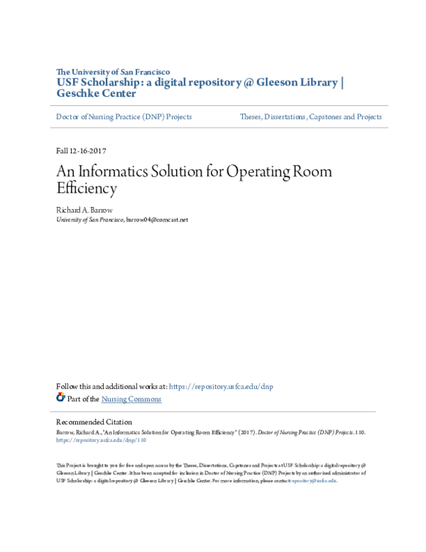 (PDF) An Informatics Solution for Operating Room Efficiency