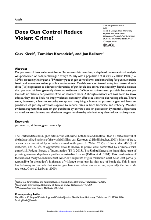 (PDF) Does Gun Control Reduce Violent Crime?