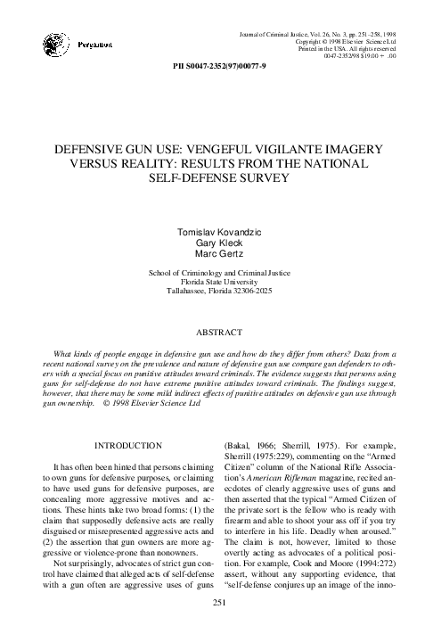 (PDF) Defensive Gun Use: Myth vs. Reality Study