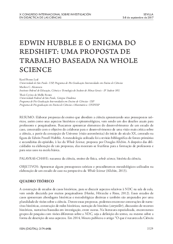 (PDF) Edwin Hubble e o enigma do Redshift