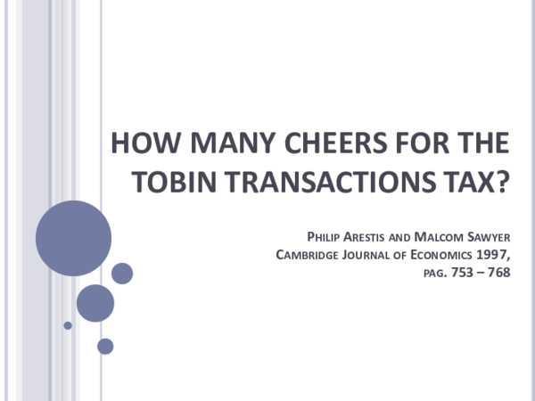 (PDF) How many cheers for the Tobin transactions tax? | Malcolm Sawyer ...