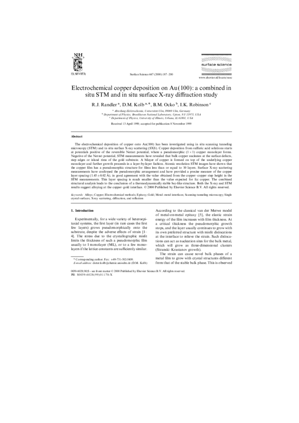 (PDF) Electrochemical copper deposition on Au(100): a combined in situ ...