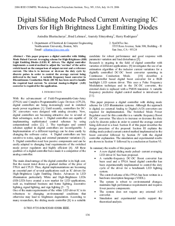 (PDF) Digital Sliding Mode Pulsed Current Averaging IC Drivers for High Brightness Light ...