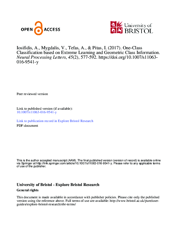 (PDF) One-Class Classification Based on Extreme Learning and Geometric Class Information
