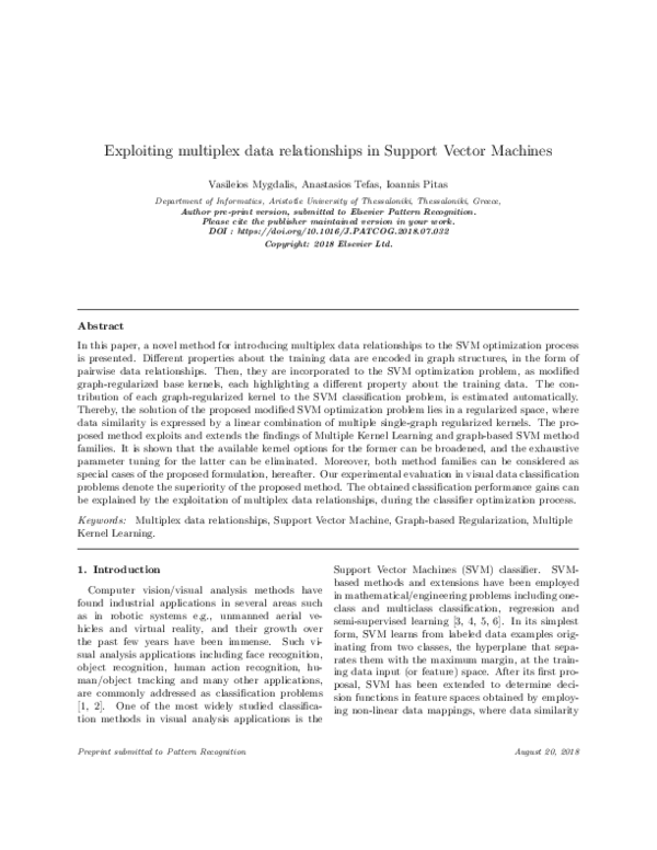 (PDF) Exploiting multiplex data relationships in Support Vector Machines