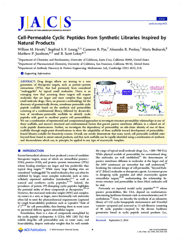 (PDF) Cell-Permeable Cyclic Peptides from Synthetic Libraries Inspired ...