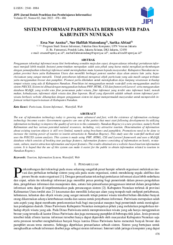 (PDF) Sistem Informasi Pariwisata Berbasis Web Pada Kabupaten Nunukan
