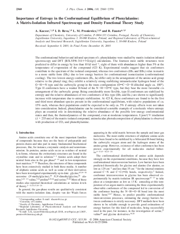 (PDF) Importance of Entropy in the Conformational Equilibrium of ...