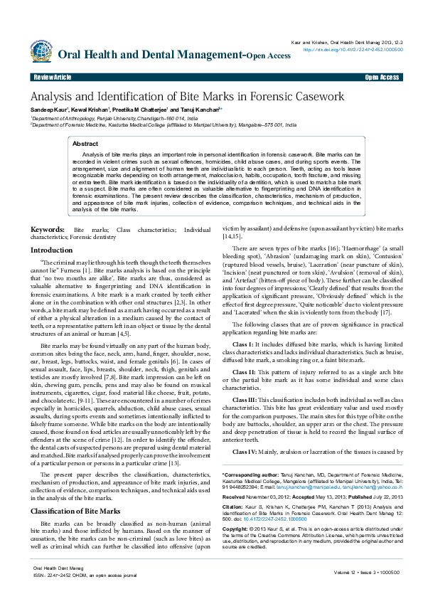 (PDF) ++Analysis and identification of bite mark