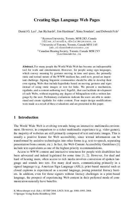 (PDF) Creating Sign Language Web Pages
