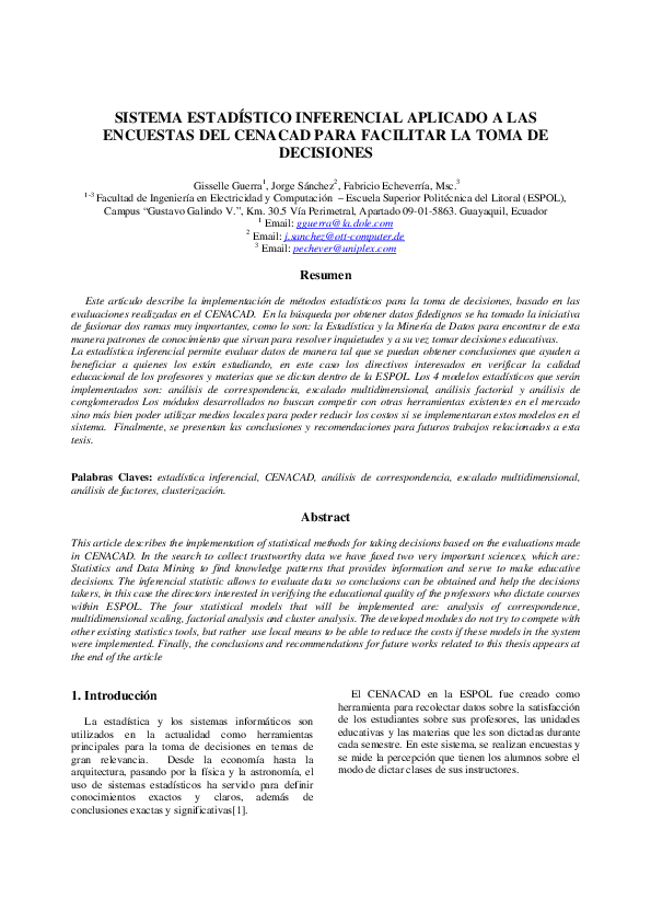 (PDF) Sistema Estadístico Inferencial Aplicado A Las Encuestas Del ...