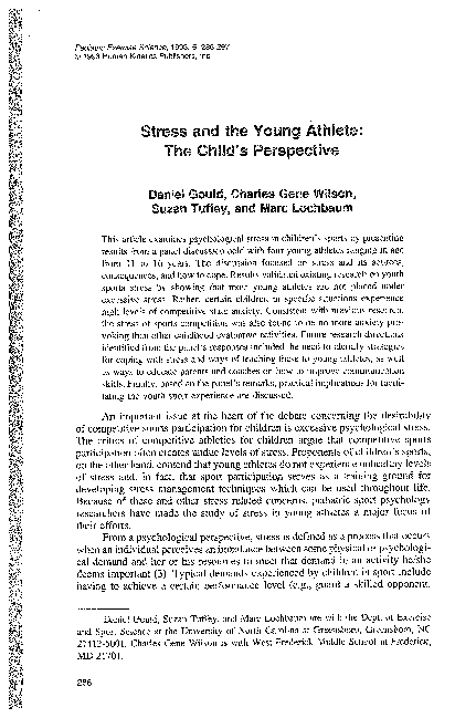 (PDF) Stress and the Young Athlete: The Child’s Perspective