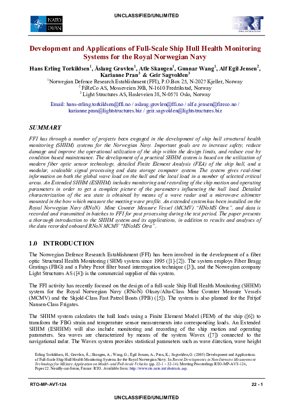 (PDF) Development and Applications of Full-Scale Ship Hull Health ...