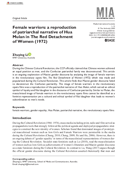 (PDF) Female warriors: a reproduction of patriarchal narrative of Hua ...