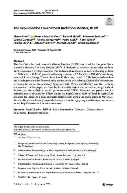 (PDF) The BepiColombo Environment Radiation Monitor, BERM