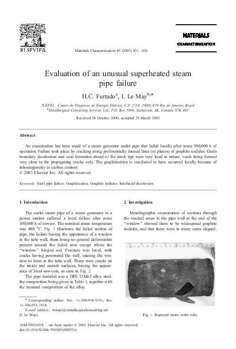(PDF) Evaluation of an unusual superheated steam pipe failure | Heloisa ...