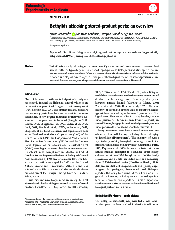 (PDF) Bethylids attacking stored-product pests: an overview
