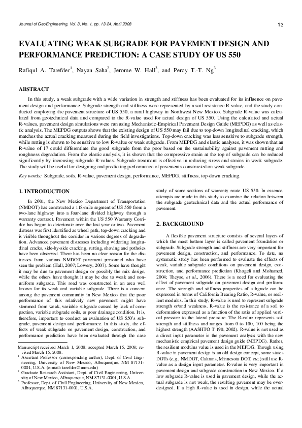 Pdf Evaluating Weak Subgrade For Pavement Design And Performance