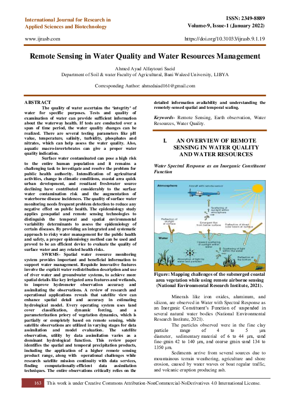(PDF) Remote Sensing in Water Quality and Water Resources Management