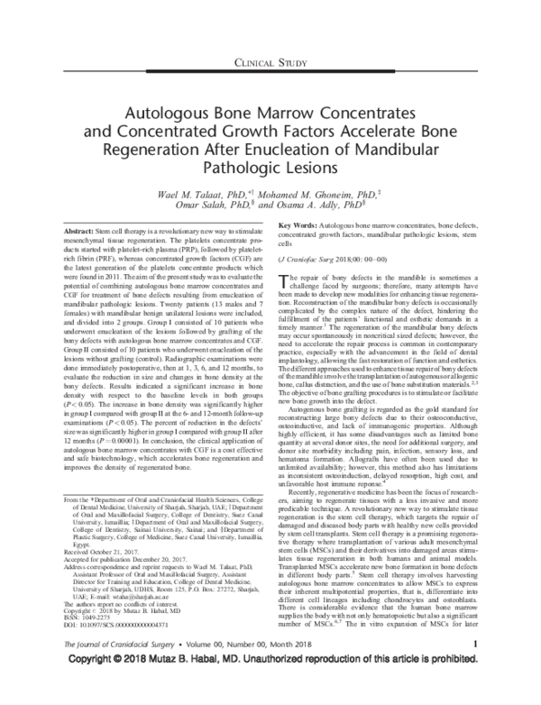 (PDF) Autologous Bone Marrow Concentrates and Concentrated Growth ...