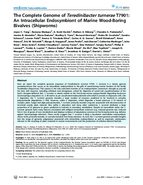 (PDF) The complete genome of Teredinibacter turnerae T7901: an ...