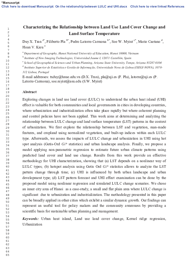 (PDF) Characterizing the relationship between land use land cover change and land surface ...