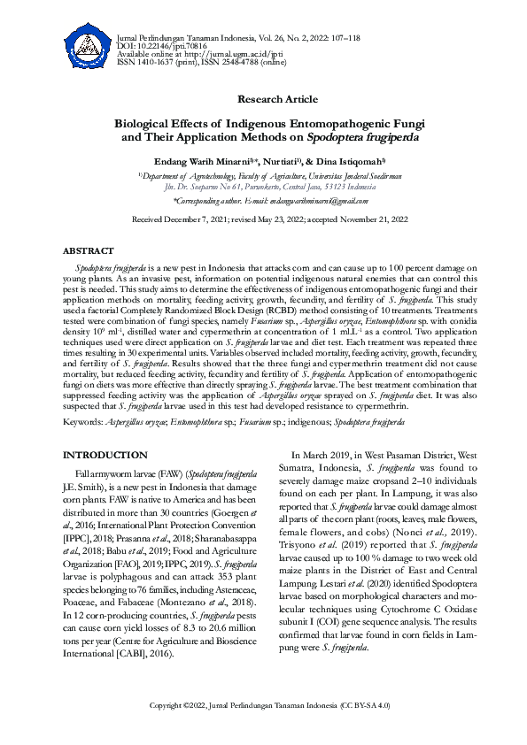(PDF) Biological Effects of Indigenous Entomopathogenic Fungi and Their Application Methods on ...