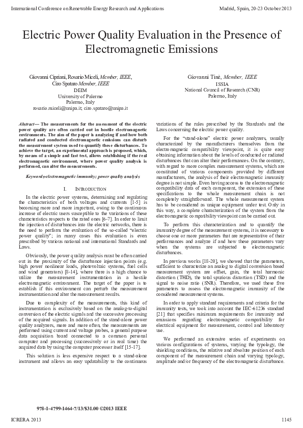 (PDF) Electric power quality evaluation in the presence of ...
