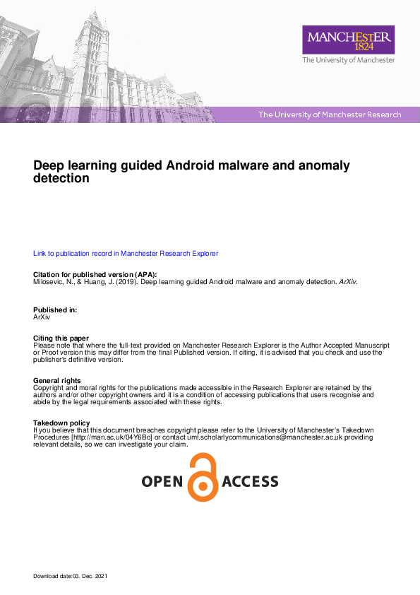 (PDF) Deep learning guided Android malware and anomaly detection