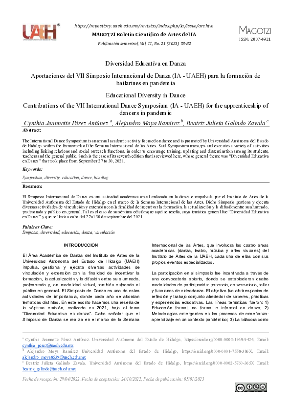 (PDF) VII Simposio Internacional “Diversidad educativa en danza”
