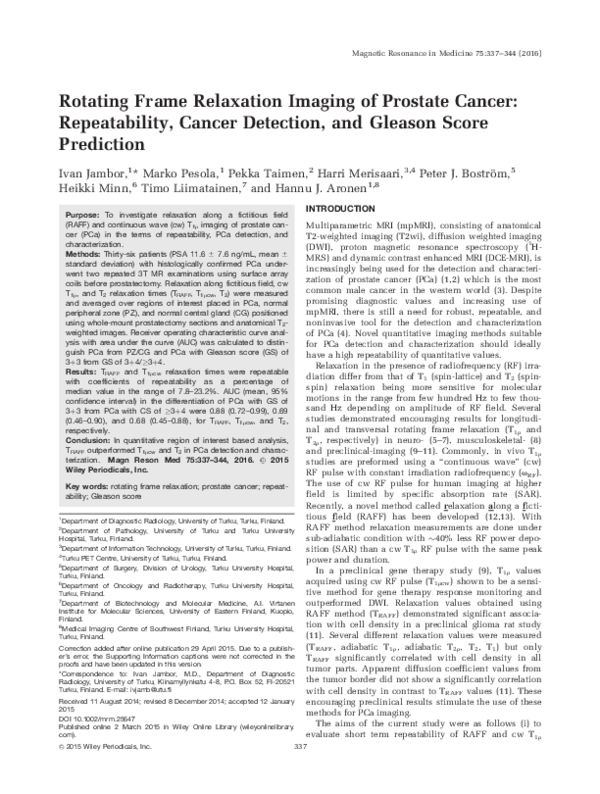 (PDF) Rotating frame relaxation imaging of prostate cancer ...