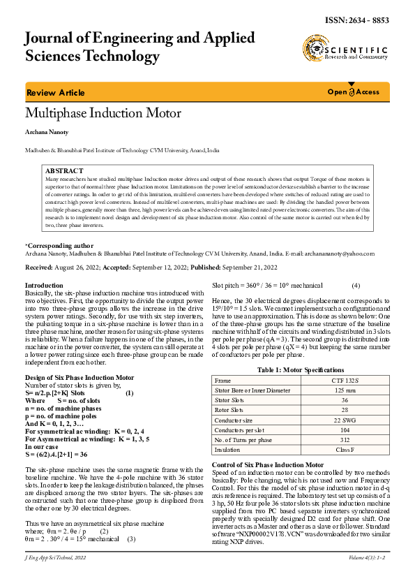 Pdf Multiphase Induction Motor