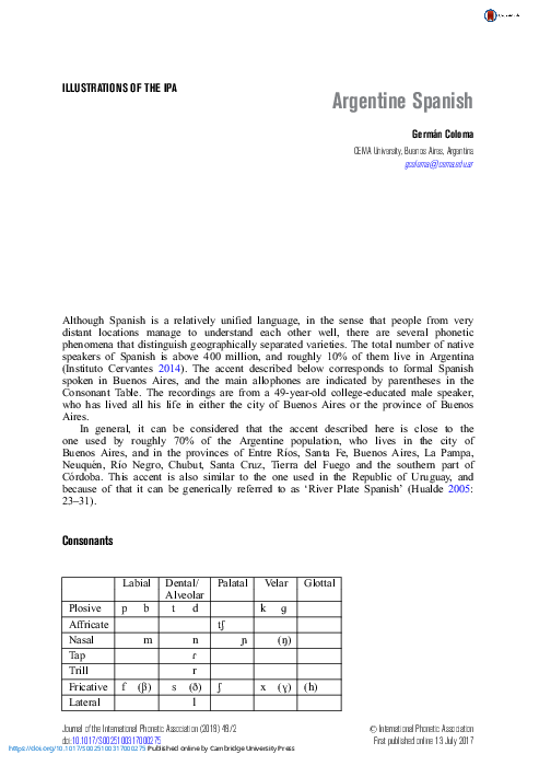 (PDF) Argentine Spanish